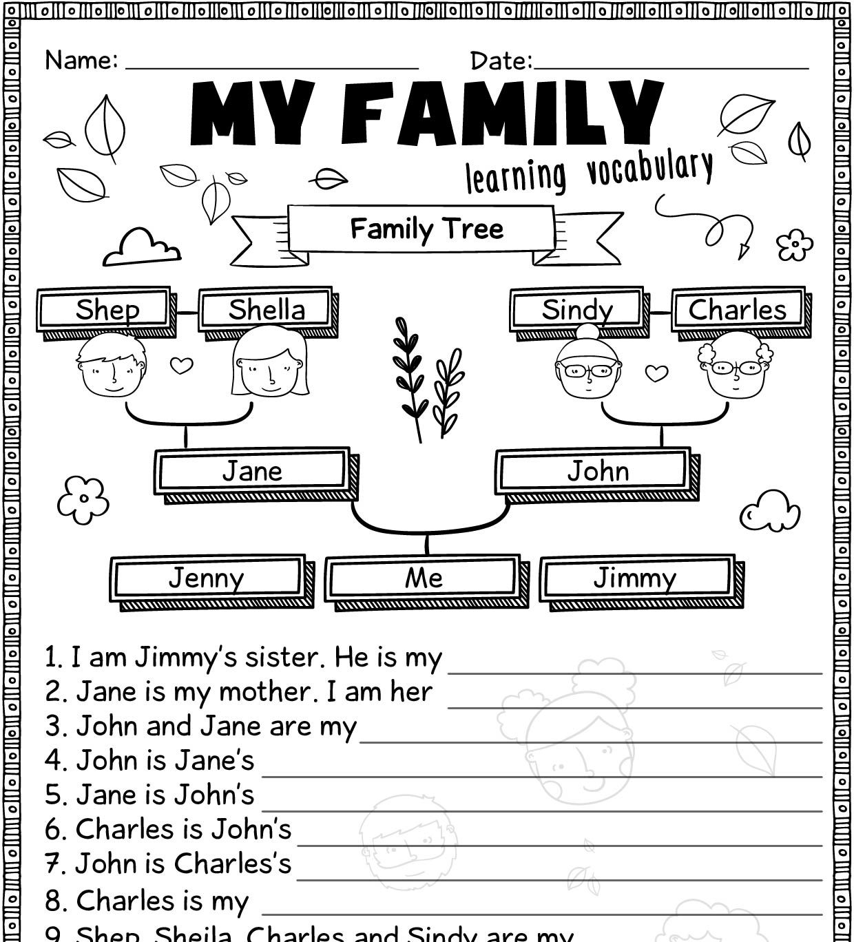 My family - learning vocabulary - Worksheets.ru - Английский язык